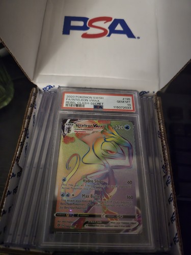 Pokemon Inteleon Vmax 195/192 Rainbow Secret Rare Rebel Clash PSA 10 ...