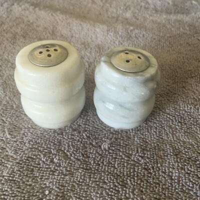 Marble Salt And Pepper Shaker Set Vintage White Salt & Gray Pepper | eBay