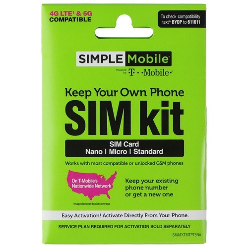 Simple Mobile T-Mobile SIM Card Kit for Smartphones (Nano/Micro ...