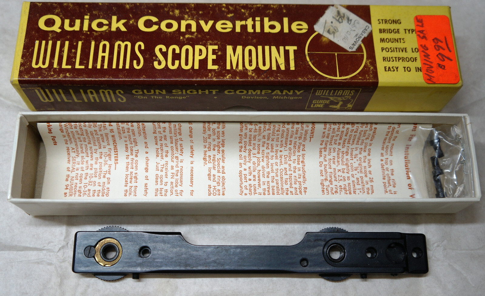 WILLIAMS QUICK CONVERTIBLE SCOPE MOUNT BASE TM-110S FOR SAVAGE 110 ...