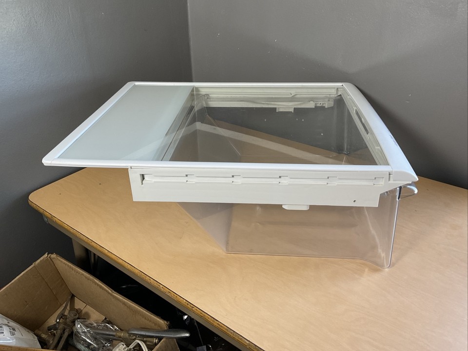 Nice! OEM AMANA REFRIGERATOR UPPER CRISPER DRAWER & GLASS COVER SHELF ...