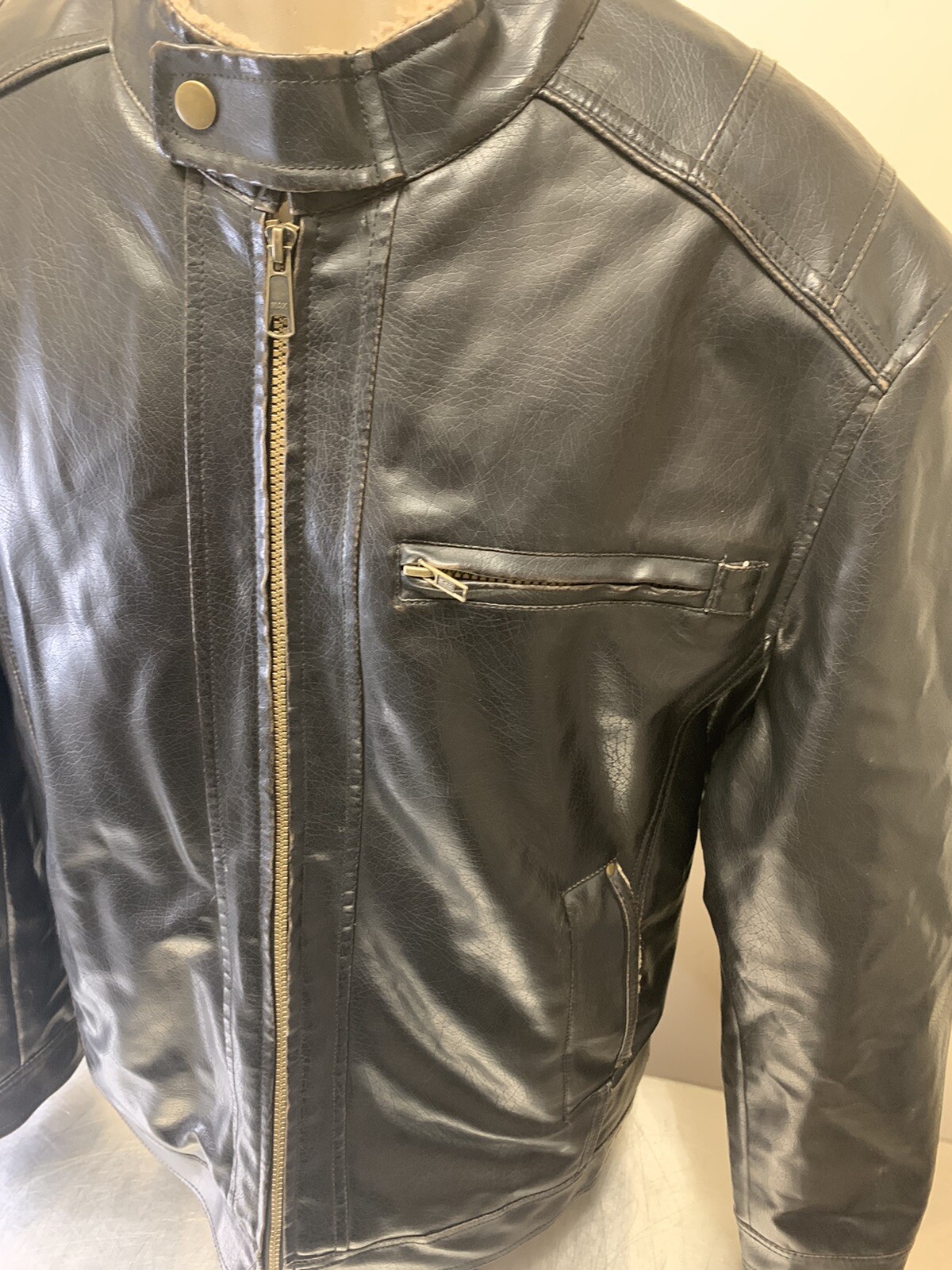 Columbia Men’s Leather Jacket Fur Lining Brown Bomber Sportswear Coat ...