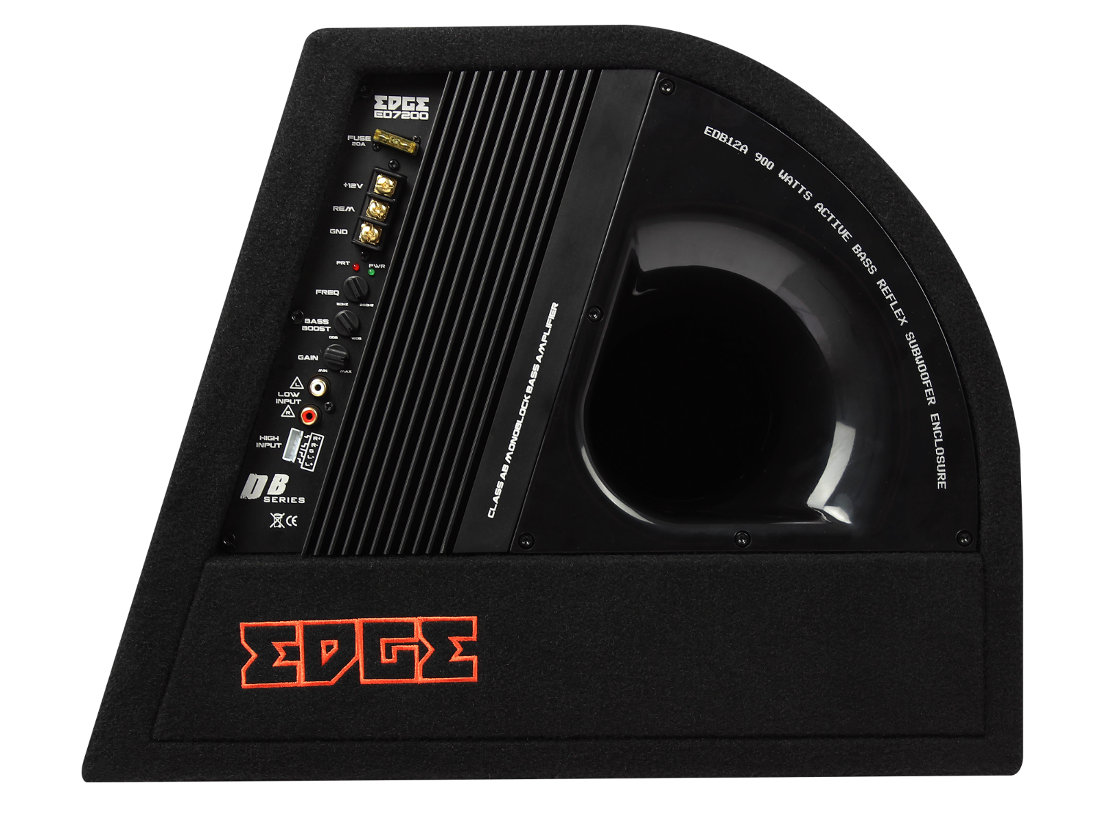 New Edge EDB12A 12" Active Car Subwoofer Built in AMP Inc Wiring Kit ...