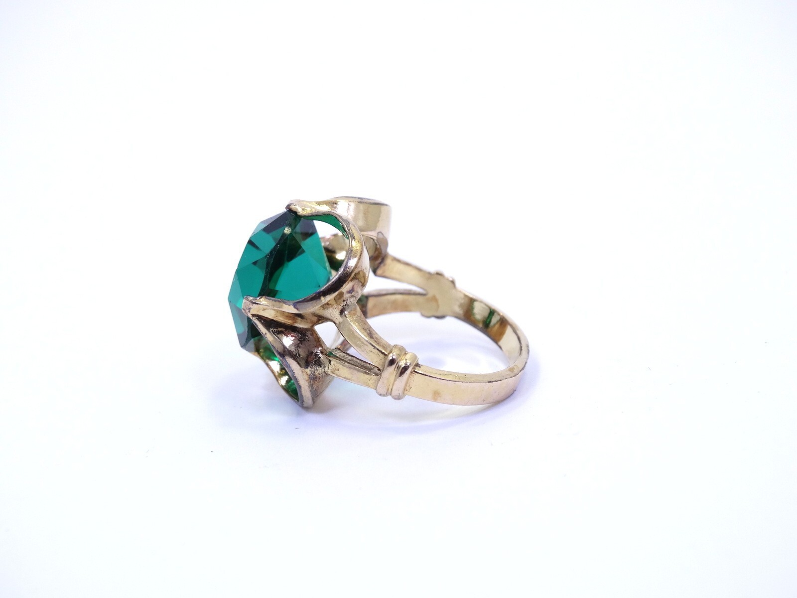 Vintage CLARKS & COOMBS Faux Green Emerald 10K Gold Filled Ring | eBay