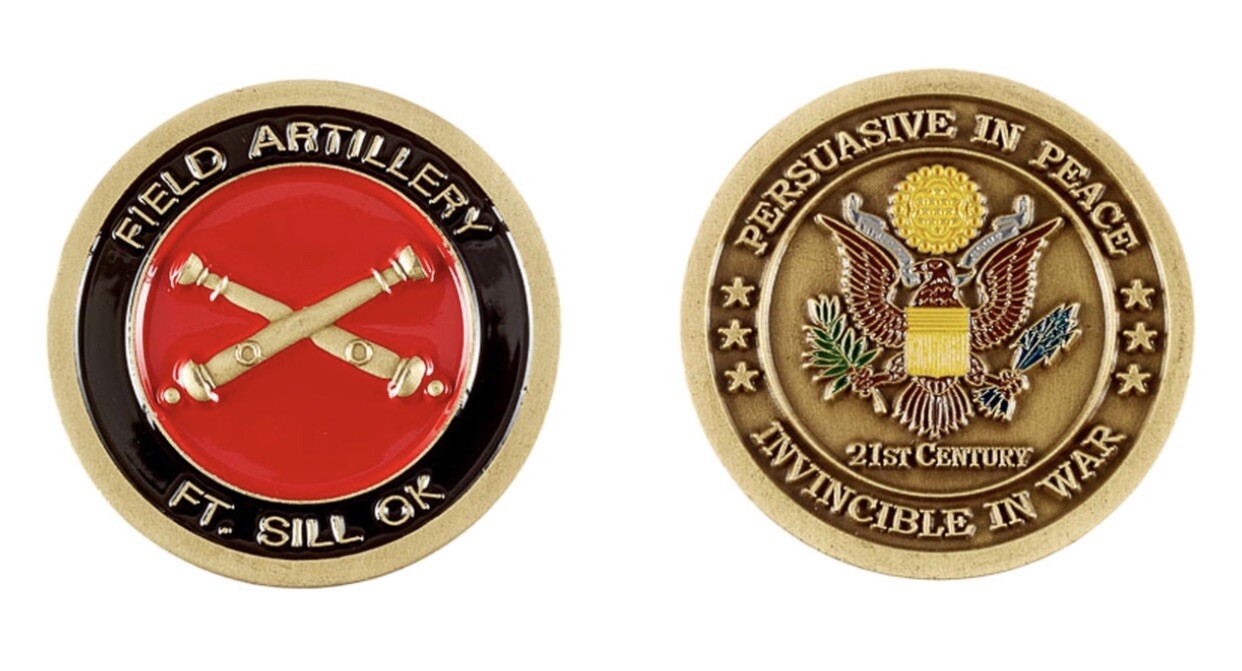 ARMY FORT SILL FIELD ARTILLERY INVINCIBLE IN WAR CHALLENGE COIN | eBay