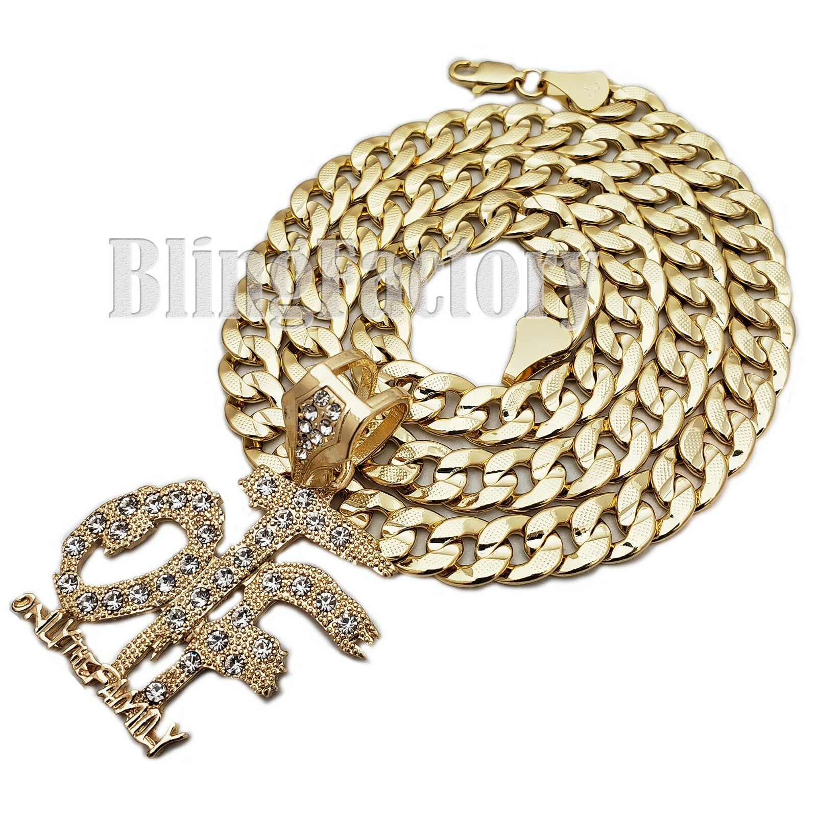 Hip Hop Only the Family OTF Pendant & 10mm 24" Miami Cuban Chain Bling ...