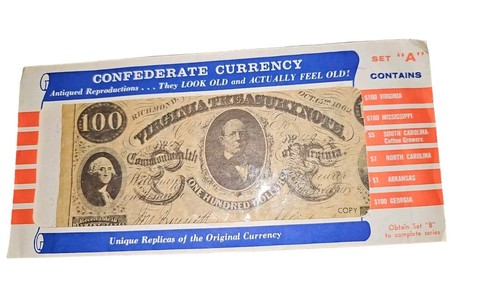 Vintage Confederate Currency Reproduction Set "A" Original Envelope ...