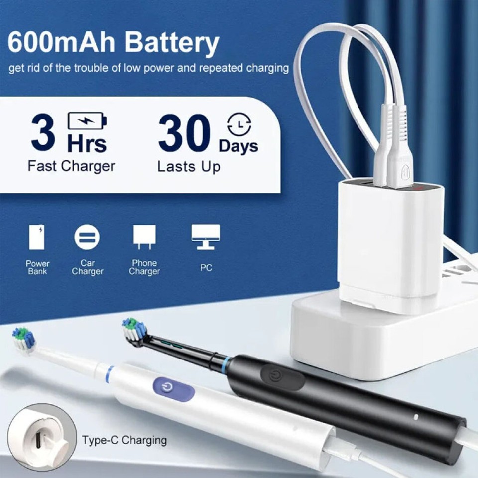 Rotating Electric Toothbrush for Adults, Rechargeable 3 Modes Teeth ...