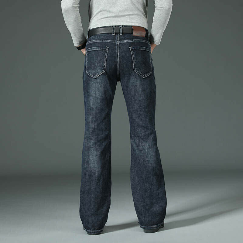 Men Flared Jeans Bell Bottom Denim Pants Retro 60s 70s Slim Fit Casual ...