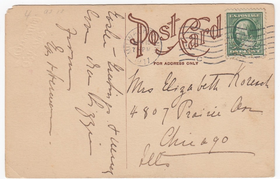 Easter Greeting, Woman w/ Large Hat, Signed Artist Archie Gunn 1911 ...