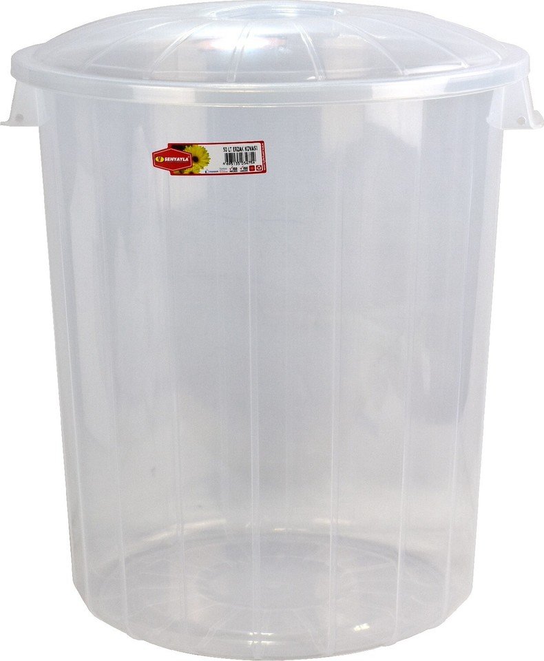 Clear Plastic Bucket 50L Lid Storage Container Bin Kitchen Animal Feed ...