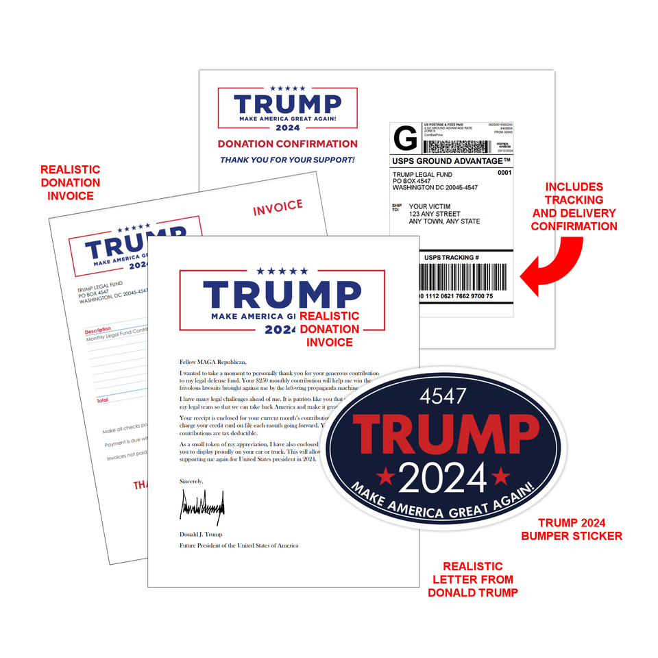 Funny Prank Donald Trump Legal Fund Donation Confirmation - Sent 100% ...