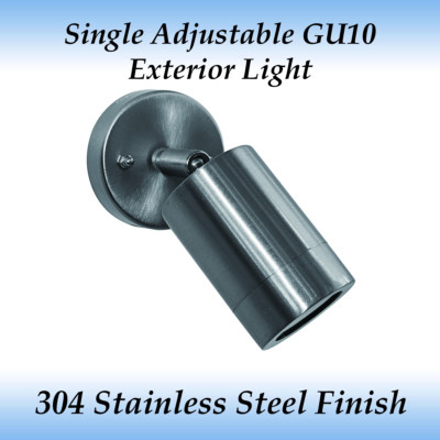 1 Light Single Adjustable GU10 Exterior Wall Light in 304 Stainless ...