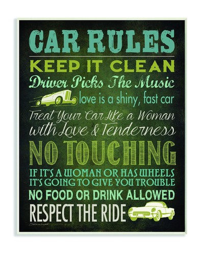 Stupell 10x15 Car Rules Art Wall Plaque, Made in USA, Home Décor ...