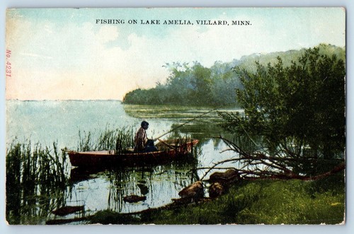 Villard Minnesota MN Postcard Fishing On Lake Amelia Scenic View c1910 ...