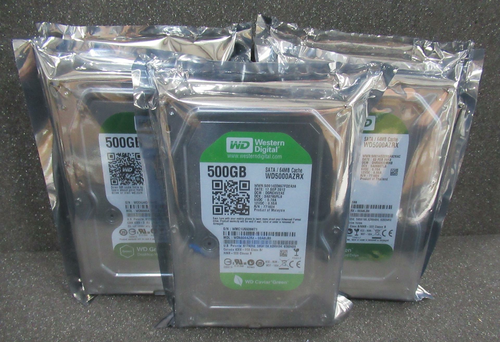 Western Digital WD5000AZRX (LOT OF 5PC) 500GB 5400RPM 6Gb/s 32MB SATA ...