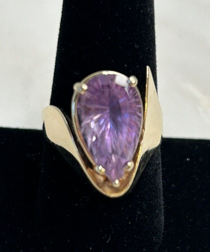 14K Estate Vintage Fantasy Cut Amethyst Ring 6.5 ct. Size 9.5 | eBay