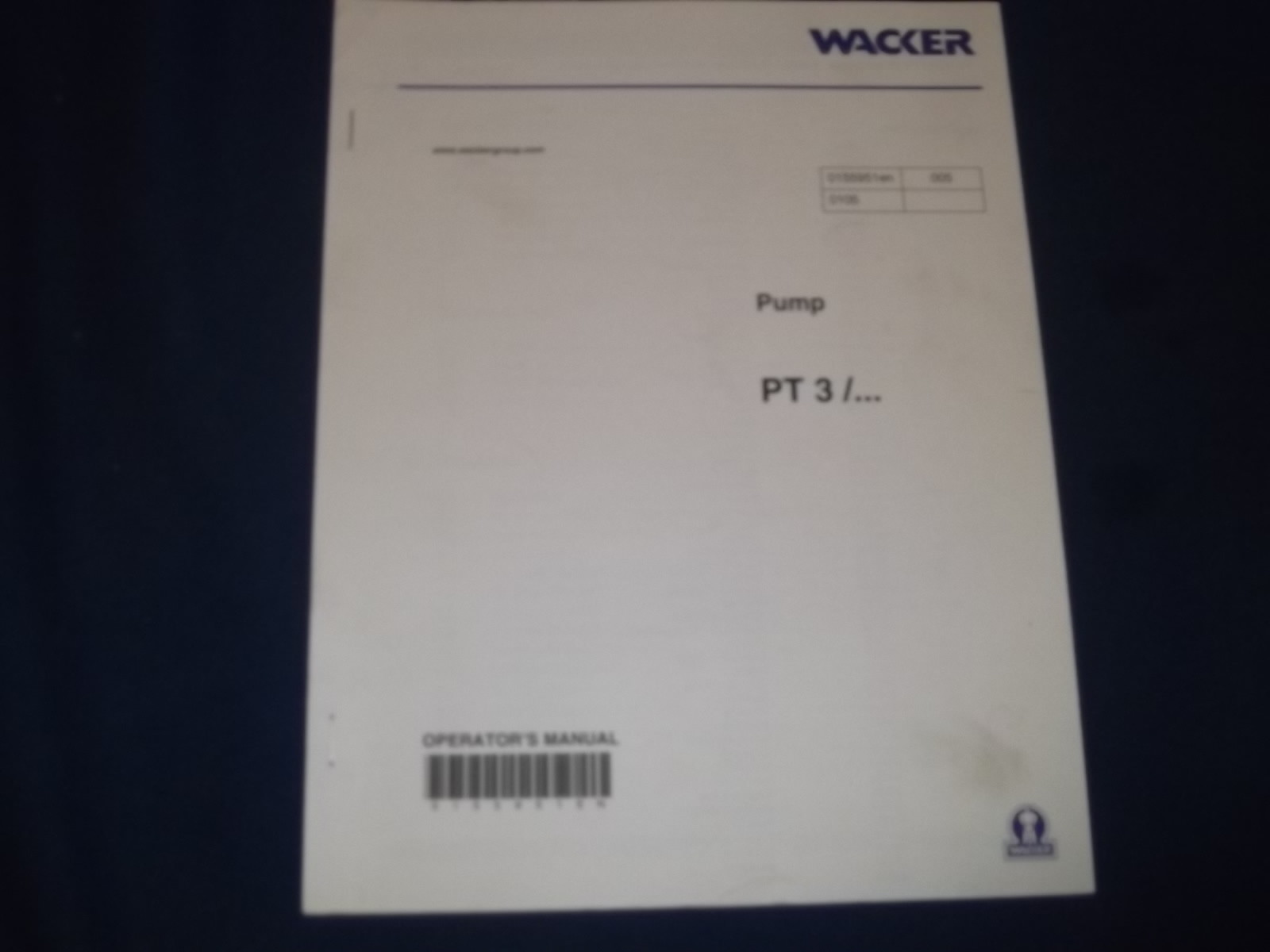 WACKER PT3 TRASH PUMP OPERATION & MAINTENANCE BOOK MANUAL | eBay