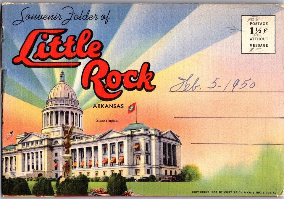 1950, LITTLE ROCK, Arkansas Souvenir Linen Postcard Folder - Curt Teich ...