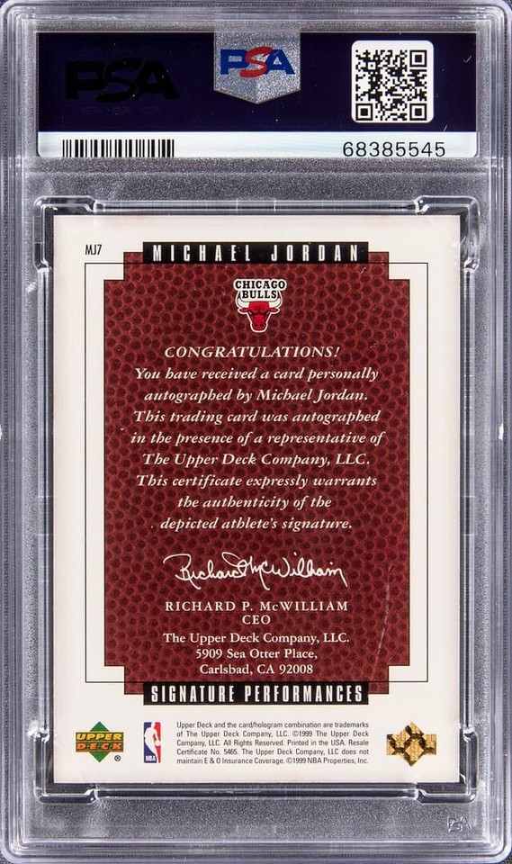 1999 UD MJ MASTER COLL. Michael Jordan JERSEY NUMBER #45/50 Psa Auto 10 ...