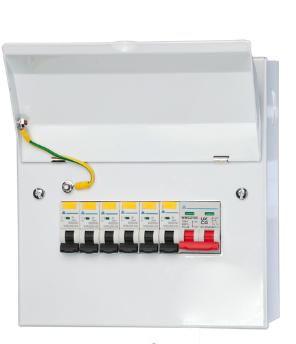 WCED 8 Way Metal Consumer Unit with 6 Compact A Rated RCBOs c/w 100A MS ...