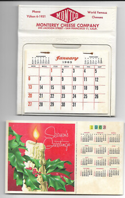 1963 MONTEREY CHEESE CO., SAN FRANCISCO ~ Advertising Calendars | eBay