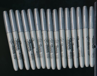 Lot (15) SHARPIE Metallic Permanent Markers Silver Fine Point great 4 ...