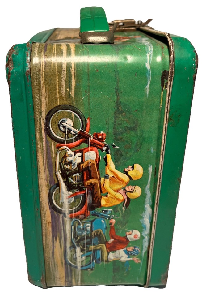 Aladdin Metal Lunch box Rough Rider Motorcycle Dirt Bike No Thermos ...