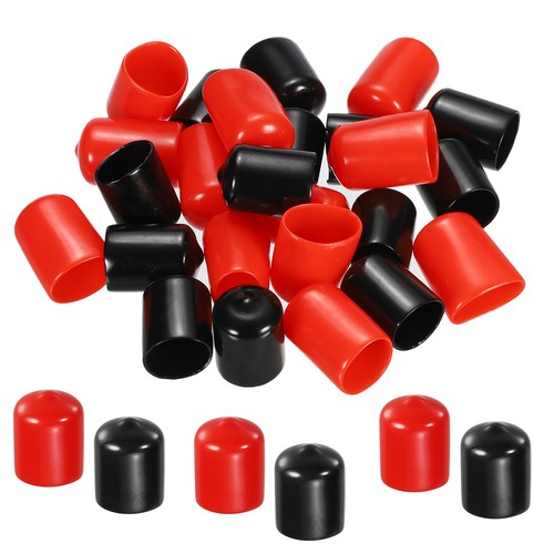 40Pcs 17 mm Round Rubber End Caps, Vinyl Bolt Screw Thread Cover, Black ...