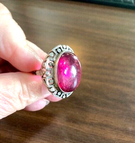 NB Sterling Silver Chunky Red Ruby Quartz Cabochon Ring - Size 9 | eBay