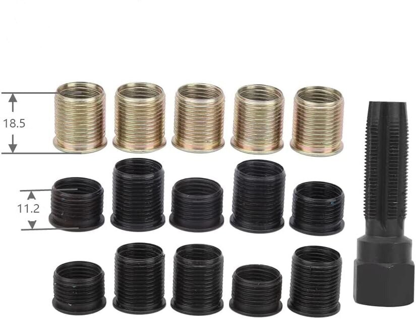 16pc Spark Plug Thread Repair Rethreading Tool Kit M16 Threaded Coil ...