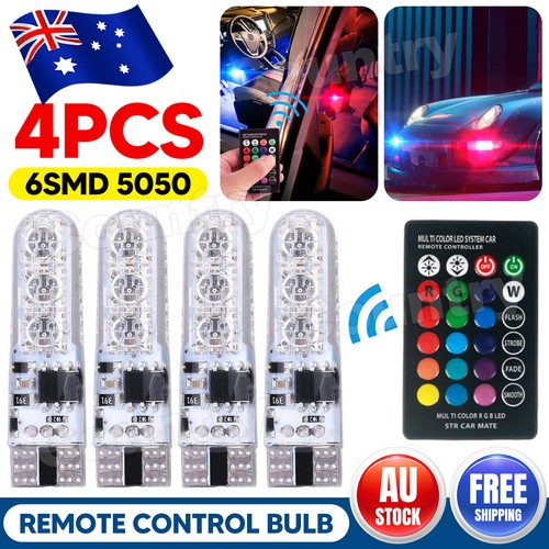 4X LED T10 Remote Control RGB Color Changing Parker Number Plate Car ...
