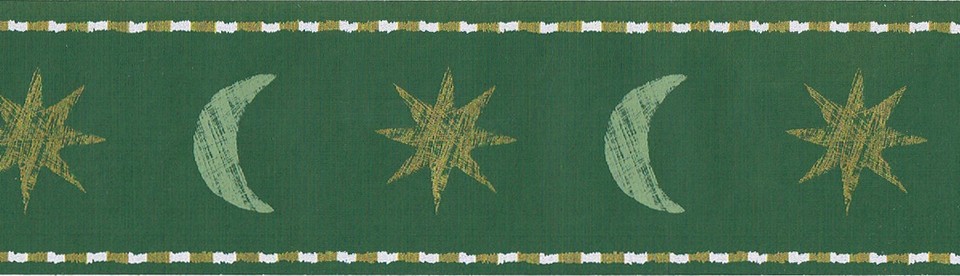 Moon Metallic Gold Star Celestial Green Small Wall paper Border | eBay
