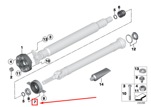 BMW X5 E70 DRIVE SHAFT CENTER SUPPORT BEARING 26127558745 7558745 NO🇺🇸 ...