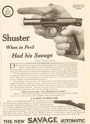 1912 Savage Arms Automatic Pistol 1911 22 Repeater Vintage Ad W. Morgan ...