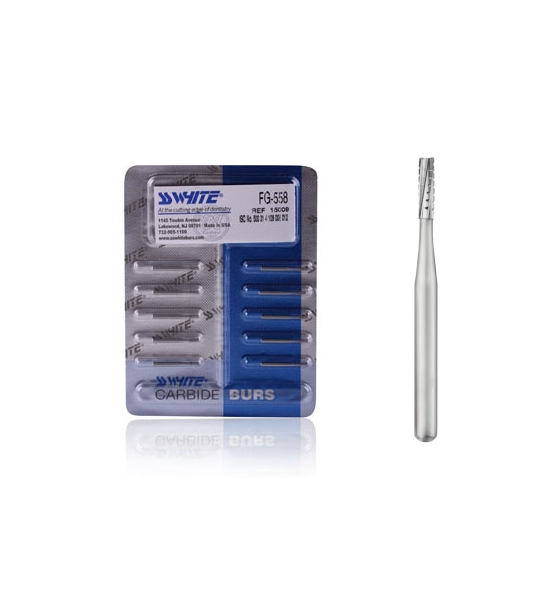 SS WHITE Dental Carbide Burs FG 558 Cross Cut Straight Fissure (pack of ...