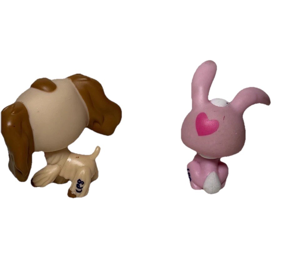 Littlest Pet Shop LPS Cocker Spaniel #1963 & Heart Bunny #1966 Nintendo ...