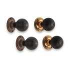 Door Knobs Brass & Antique Rose Ebonised Wood Beehive Mortice Rim Handles Pair | eBay