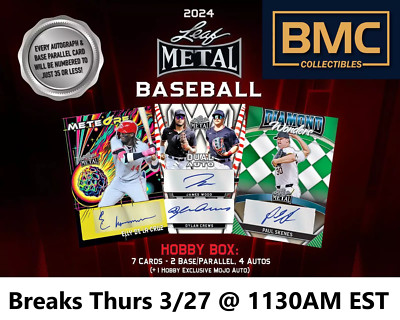 Steve “Monster” Milam 2024 Leaf Metal Baseball Hobby Box 1x Case Break ...