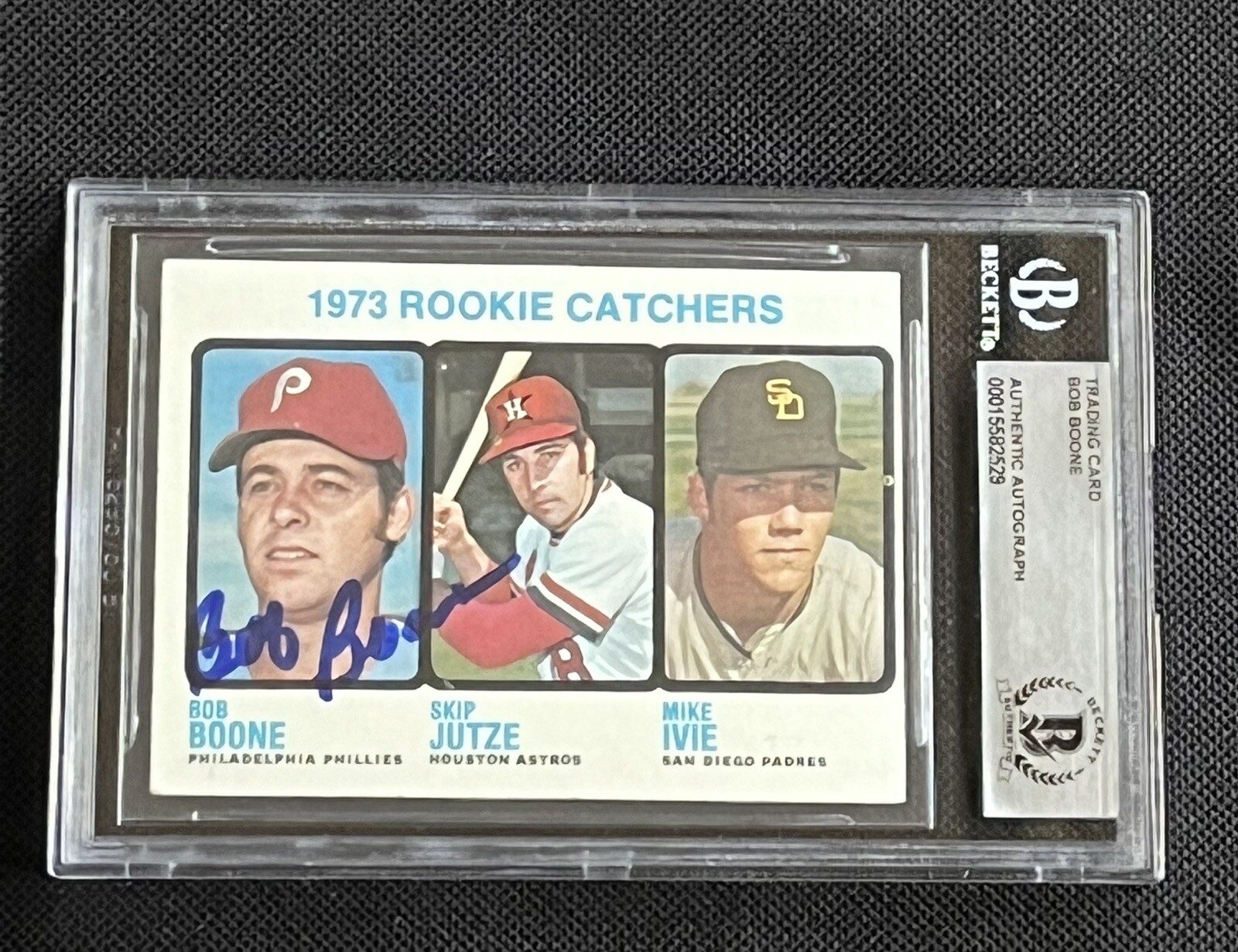 BOB BOONE 1973 TOPPS ROOKIE SIGNED AUTOGRAPHED CARD #613 BECKETT BAS ...