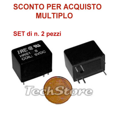 SET 2 Relè miniatura HRS1-S 5V 1 contatto deviatore SPDT rating 1A ...