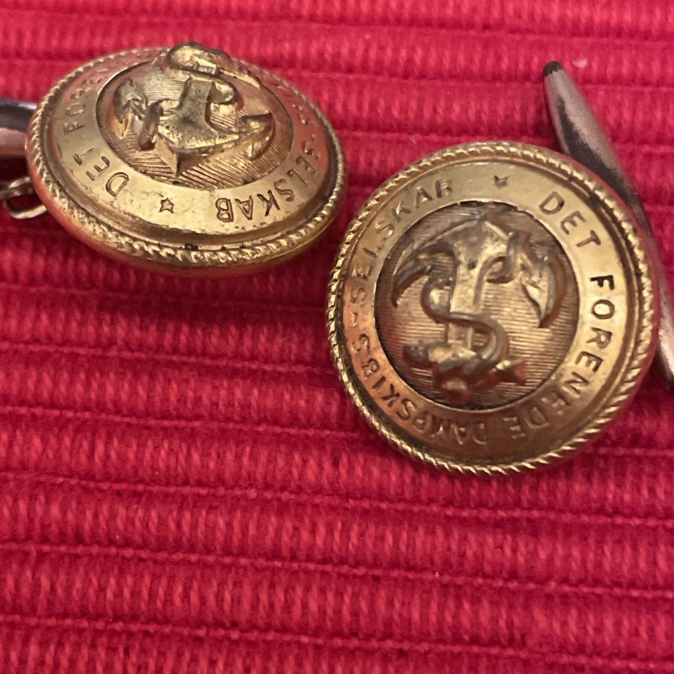 Vintage SPORRONG Cuff Links "Det Forenede Dampskibs-Selskab" Danish ...