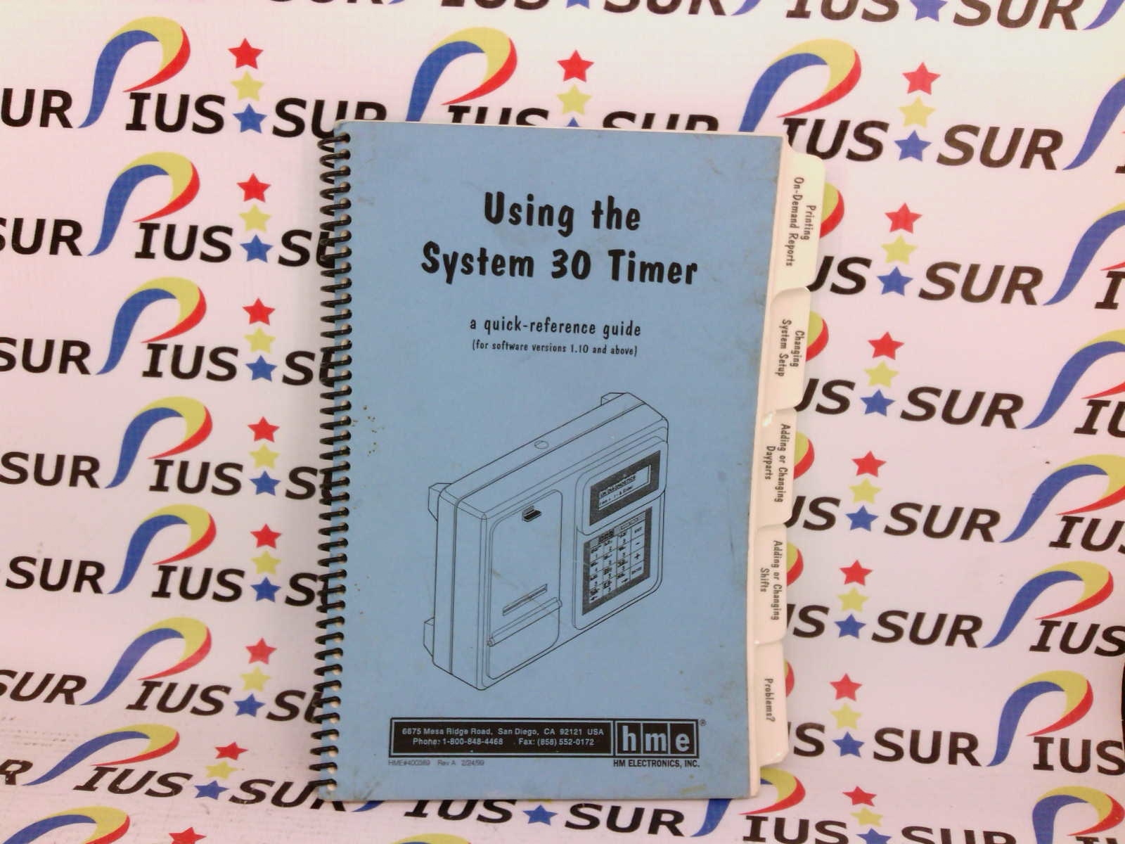 USSP HME HM Electronics System 30 Timer Quick Reference Guide Book ...