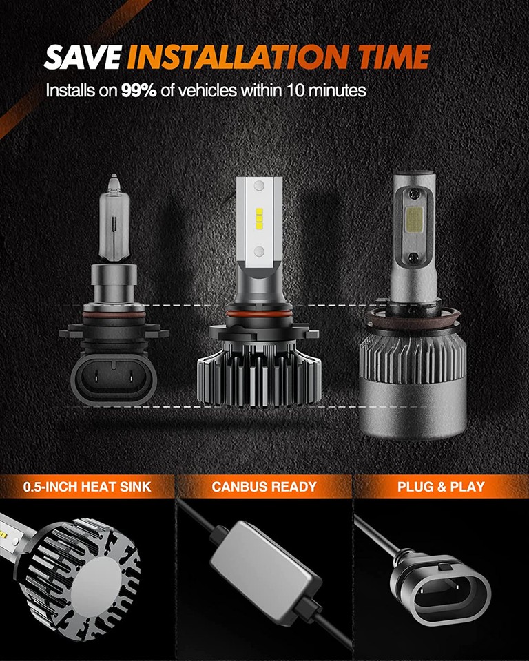 4pcs 9005+9006 LED Headlight Combo Bulbs Kit High Beam & Low Beam Clear ...