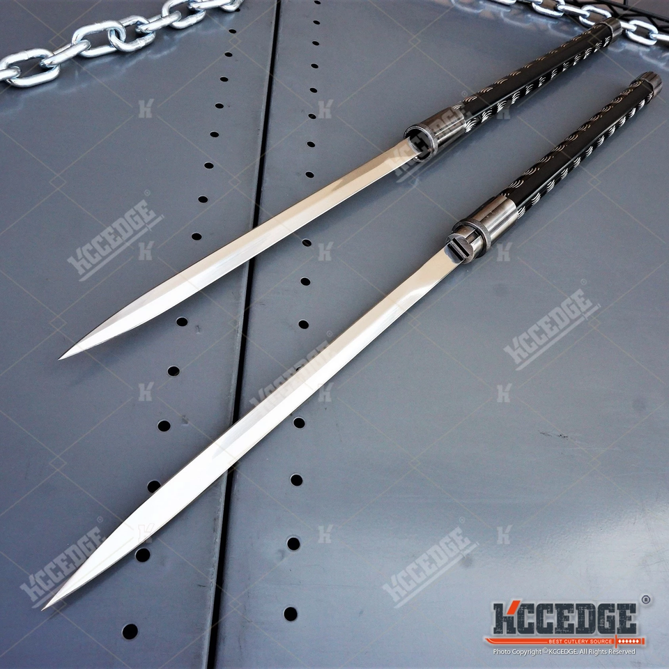 2-in-1 DOUBLE BLADE SET Interlocking 33" Samurai Ninja Sword Set Spear ...