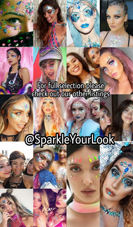 Festival EDC NYE Rave Face Stick-On Jewels Chrystal Gems Rhinestone ...