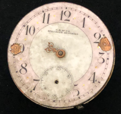 Vintage Union National Watch Co. UNW Pocket Watch Movement Fancy Dial ...