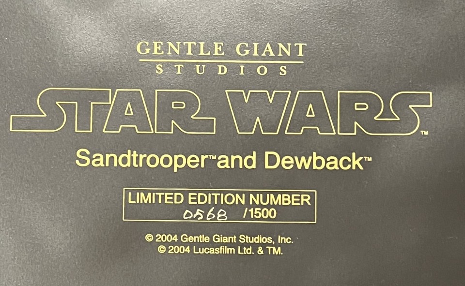 Gentle Giant Star Wars Sand Trooper ON Dewback Statue Diorama 568/1500 ...