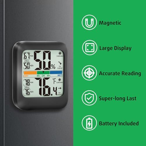 Room Thermometer Indoor Hygrometer with Max/Min Record, Humidity Meter ...