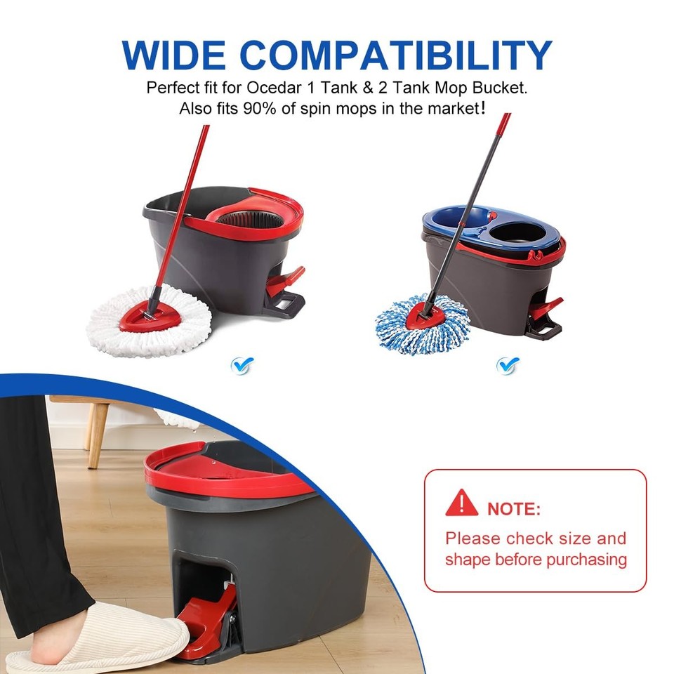 LANMU 2 PCS Spin Mop Replacement One Way Clutch, Pedal Broom White ...